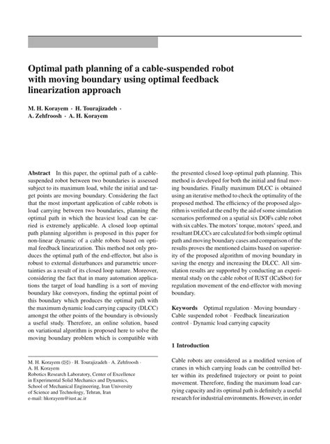 Pdf Optimal Path Planning Of A Cable Suspended Robot With Moving