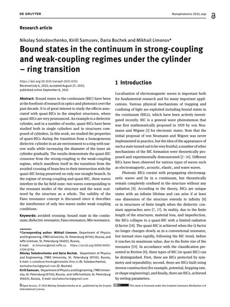 Pdf Bound States In The Continuum In Strong Coupling And Weak