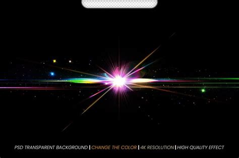 Psd 레인보우 크리스탈 빛 누출 플레어 반사 효과 프리미엄 Psd 파일