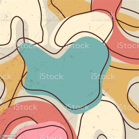 현대적인 복고풍 배경 텍스트를 위한 장소가 있는 아트 오점 추상적인 선 점 질감이 있는 모양 인쇄 소셜 미디어 배너 포스터