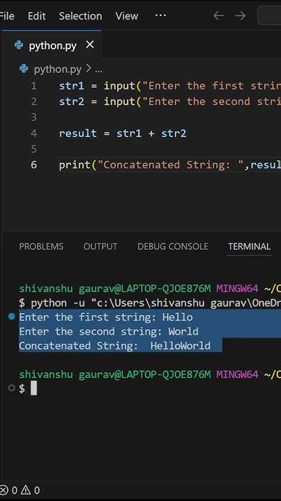 How To Concatenate Two String In Python Python For Beginners Python Strings Youtube