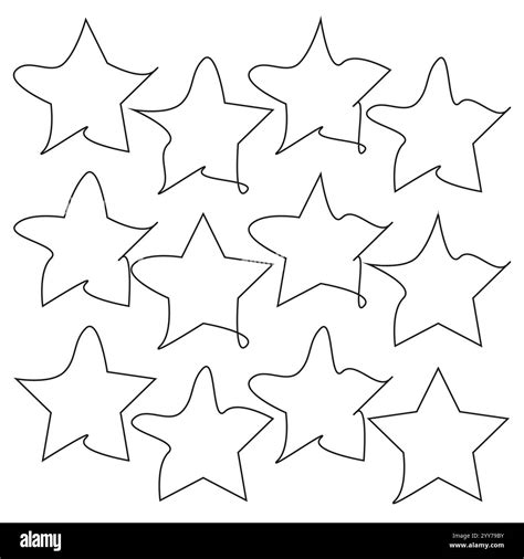 Random Star Outline Irregular Star Shapes Black Abstract Stars Vector Background Stock Vector