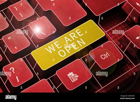 writing displaying text we are open business concept no enclosing or