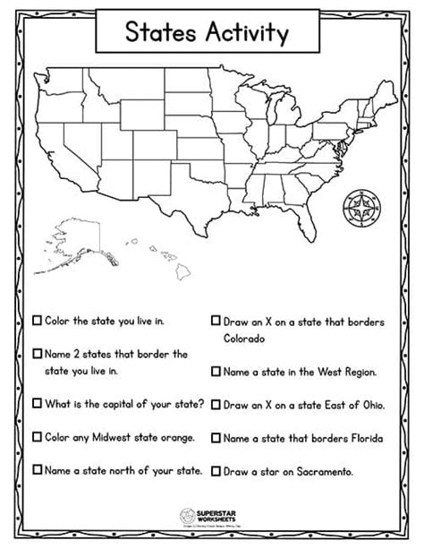 Usa Map Worksheets Superstar Worksheets