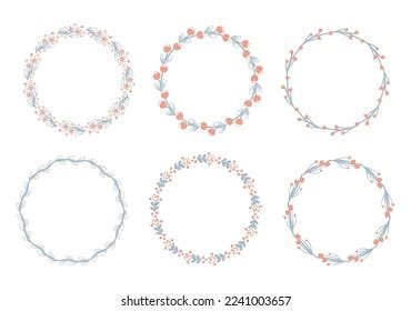 Doodle Floral Round Frames Wreath Vector Stock Vector Royalty Free