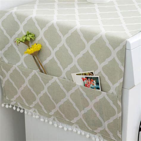 Капаци за прах с геометричен ромб Калъфи за пералня Прах за хладилник с джоб Памучни капаци за