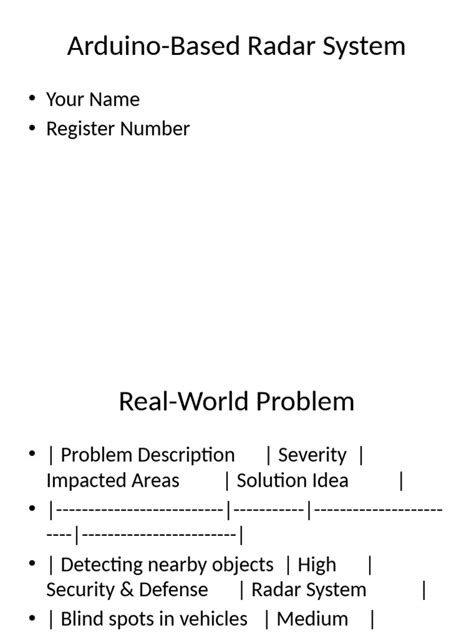 Arduino Based Radar System Presentation Pdf Radar Arduino