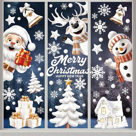 White Snowflakes Window Clings 8 Sheets 152 Pcs Christmas Snowflake