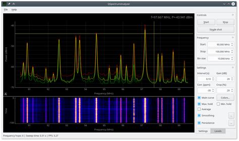 Qspectrumanalyzer 用于多个 Sdr 平台的频谱分析器（基于 Pyqtgraph 的 Gui，用于 Soapy Power、rx Power、rtl Power