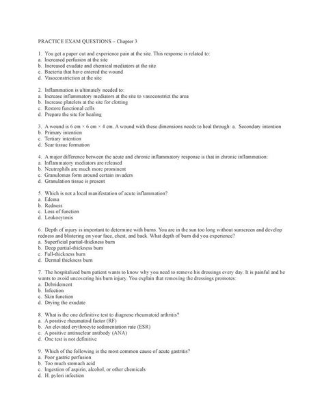 Practice EXAM Questions Chapter 3 PRACTICE EXAM QUESTIONS Chapter 3 You Get A Paper Cut And