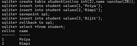 Commit Rollback And Savepoint In Sqltcl Commands Commit Rollback And