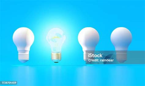 파란색 배경에 흰색 전구에서 뛰어난 밝은 Blub의 3d 그림입니다 0명에 대한 스톡 사진 및 기타 이미지 0명 3차원 형태 개념과 주제 Istock