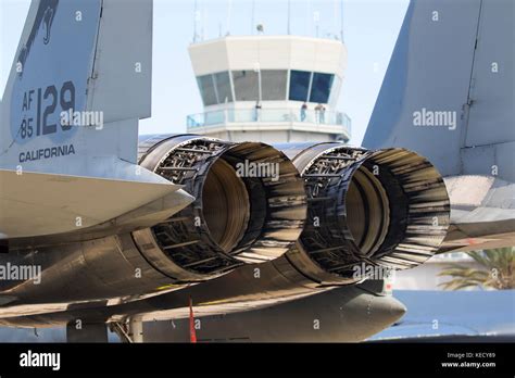 Jet Engines Of The F 15 Eagle Aircraft At The Miramar Airshow Stock