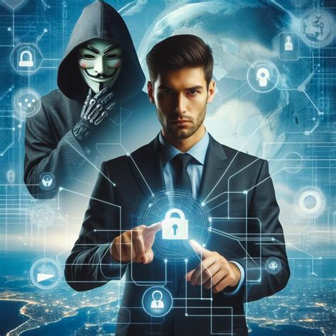 Hacker Usando Portátil Con Candado Poligonal En Fondo De Código Binario Concepto De Hacking Y