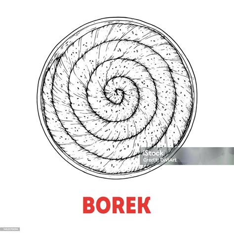 라운드 보렉 스케치 터키 음식 손으로 그린 벡터 그림입니다 터키 길거리 음식 스케치 스타일 평면도 빈티지 벡터 그림입니다 거리에