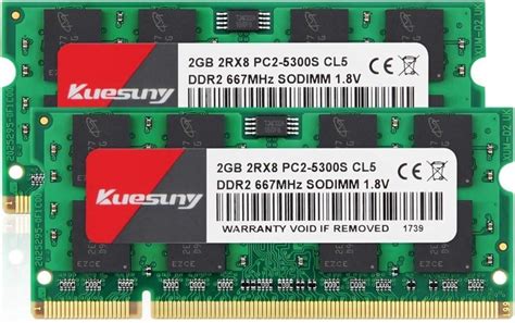 Модули памяти Kuesuny 4 ГБ 2x2 ГБ Ddr2 667 МГц Sodimm Ram Pc2 5300