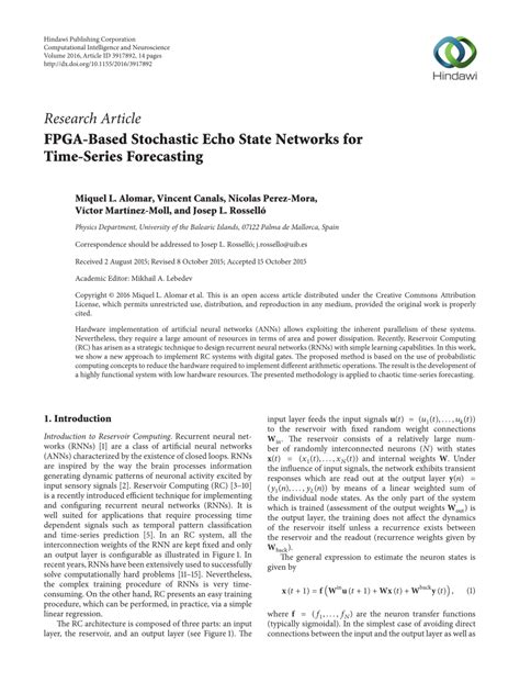 Pdf Fpga Based Stochastic Echo State Networks For Time Series Forecasting