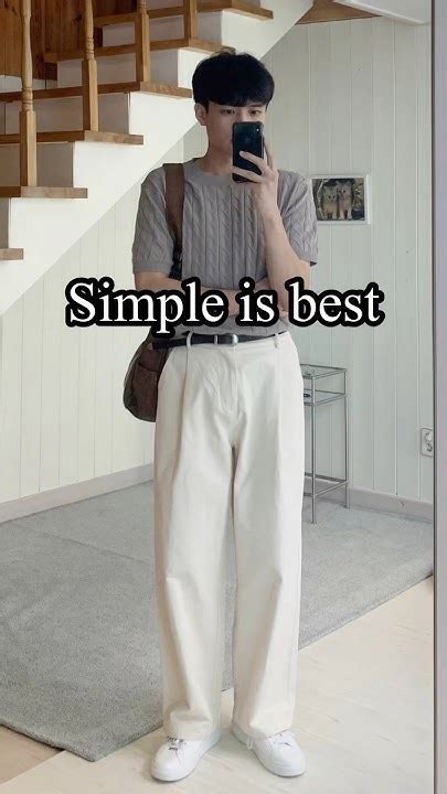 니트 반팔 와이드 치노 팬츠로 깔끔한 남친룩 코디 😎 ㅣ 남자코디 남자봄옷 남자봄패션 남자봄코디 남자옷 남자패션 남자여름코디 남친룩 남자데일리룩