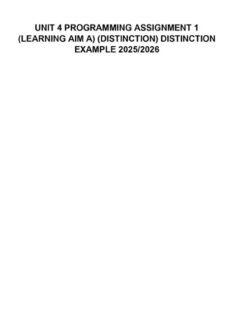 Unit 4 Programming Assignment 1 Learning Aim A Distinction
