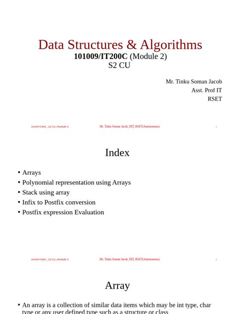 Module 2 Array Polynomial Stack Pdf Algorithms And Data Structures Software Engineering