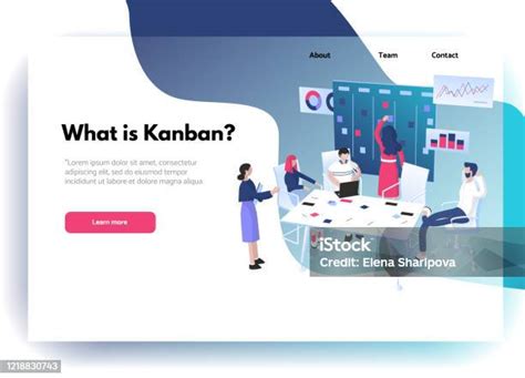 แม่แบบการออกแบบเว็บไซต์ วิธีการ Agile Scrum หรือ Kanban สําหรับแนวคิดการจัดการโครงการ กลุ่มคนงาน