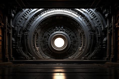 Premium Photo Mysterious Chrome Portal Opening