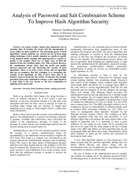 Pdf Analysis Of Password And Salt Combination Scheme To Improve Hash