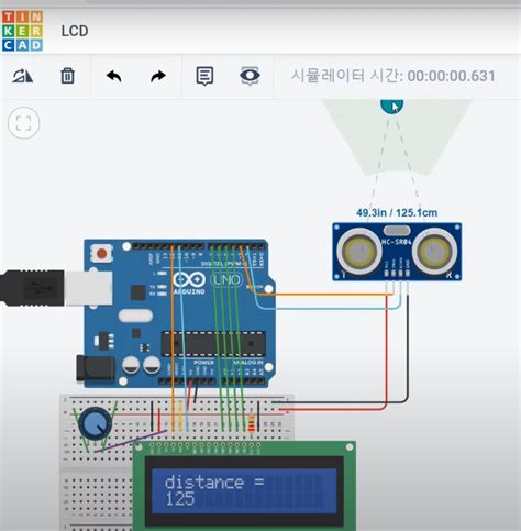 아두이노 In 팅커캐드 초음파 센서 거리 값을 Lcd에 출력하기 아두이노 기초 강의 네이버 블로그