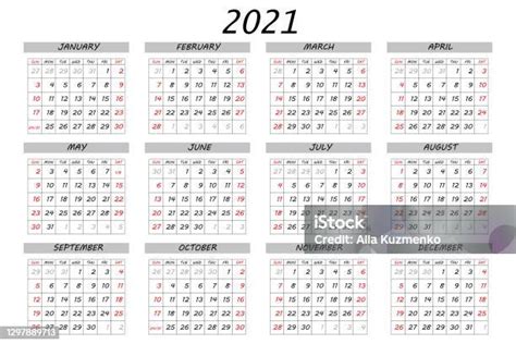 2021 년 캘린더 플래너 기업 주간 템플릿 레이아웃 12 개월 연간 흰색 배경 비즈니스 브로셔 전단지 인쇄 매체 광고를 위한 심플한 디자인 주는 일요일부터 시작됩니다 A4