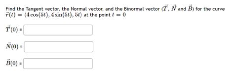 Solved Find The Tangent Vector The Normal Vector And The Chegg Com