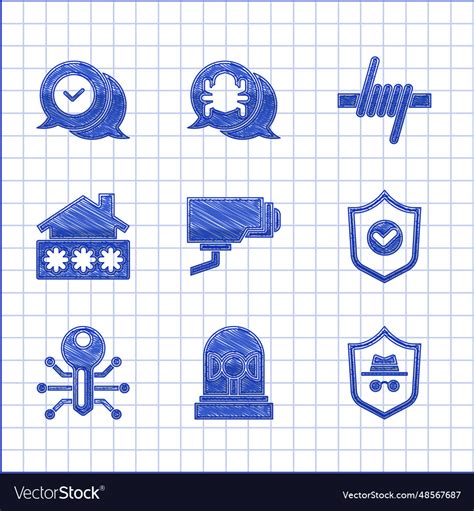 Set Security Camera Flasher Siren Incognito Mode Vector Image