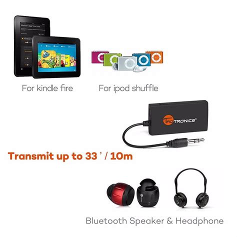Taotronics Wireless Portable Bluetooth Transmitter Connected To 3 5mm Audio Devices Paired With