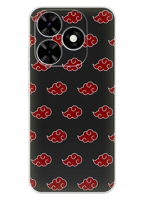 Tecno Spark 20c чехол с аниме силиконовый Наруто Акацуки лого