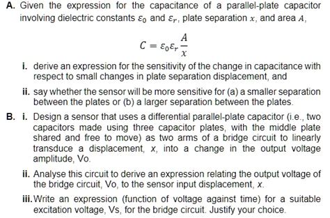 a given the expression for the capacitance of a parallel plate
