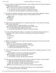 Understanding Greedy Algorithms Multiple Choice Questions Course Hero