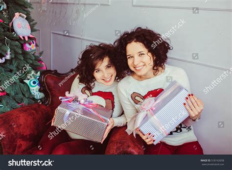 Beautiful Happy Twins Curly Hair Holds Stock Photo Shutterstock