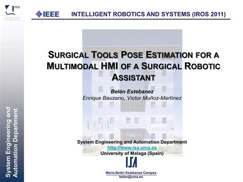 Iros 2011 Surgical Tools Pose Estimation For A Multimodal Hmi Of A Surgical Robotic Assistant
