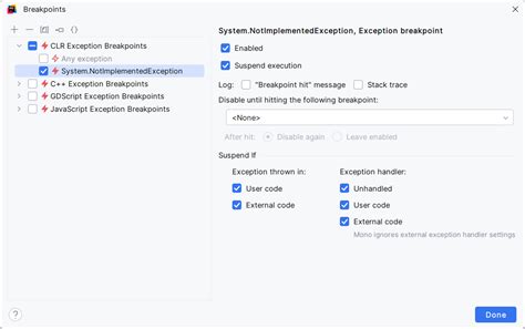 Debug Net Exceptions Jetbrains Rider Documentation