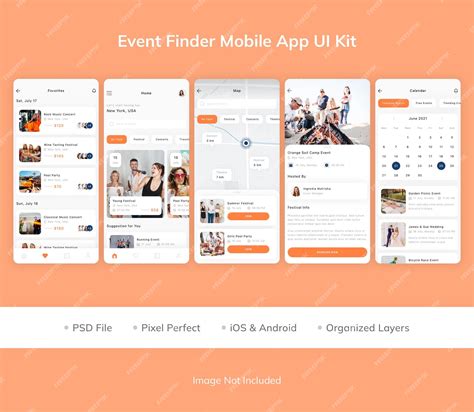 Premium Psd Event Finder Mobile App Ui Kit