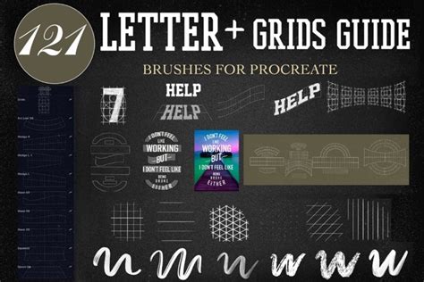 121 Grid Lettering Stamps Brushes For Procreate Grid Builde