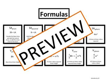 Surface Area Volume In Terms Of Pi Puzzle By Activities By Jill