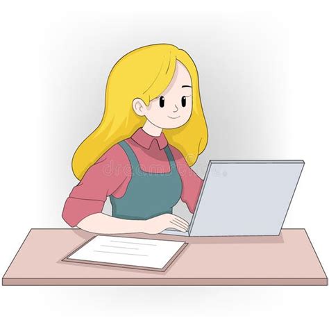 Blonde Woman Laptop Computer Stock Illustrations 474 Blonde Woman