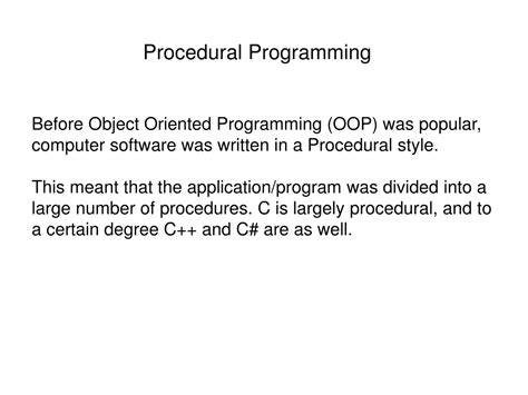 Ppt Procedural And Structured Programming Powerpoint Presentation