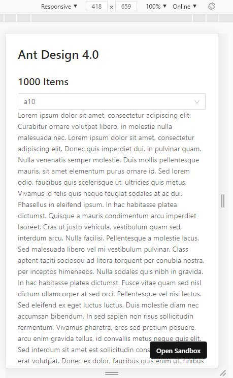 Select Dropdown Not Scrollable On Mobile · Issue 26480 · Ant Design