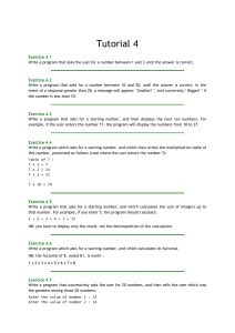 Programming Tutorial Basic Exercises