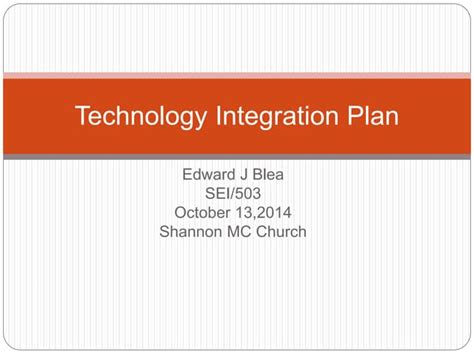 Technology Integration Plan Pptx
