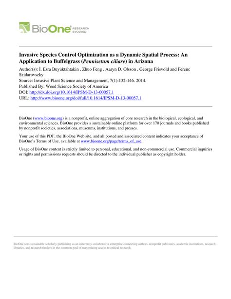 Pdf Invasive Species Control Optimization As A Dynamic Spatial Process An Application To