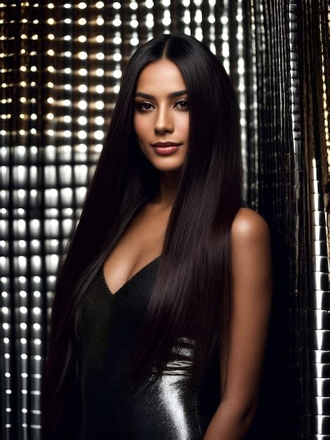 Premium Ai Image Brunette Woman Long Straight Hair