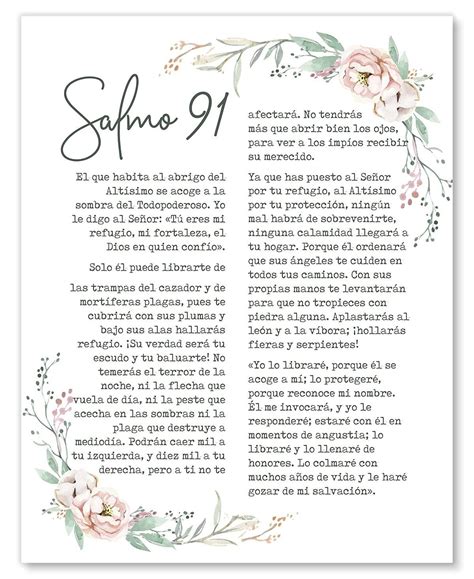 Salmo 91 En Espanol Wall Decor Psalm 91 Cuadro Christian Wall Decor