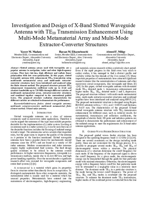 Pdf Investigation And Design Of X Band Slotted Waveguide Antenna With Te10 Transmission